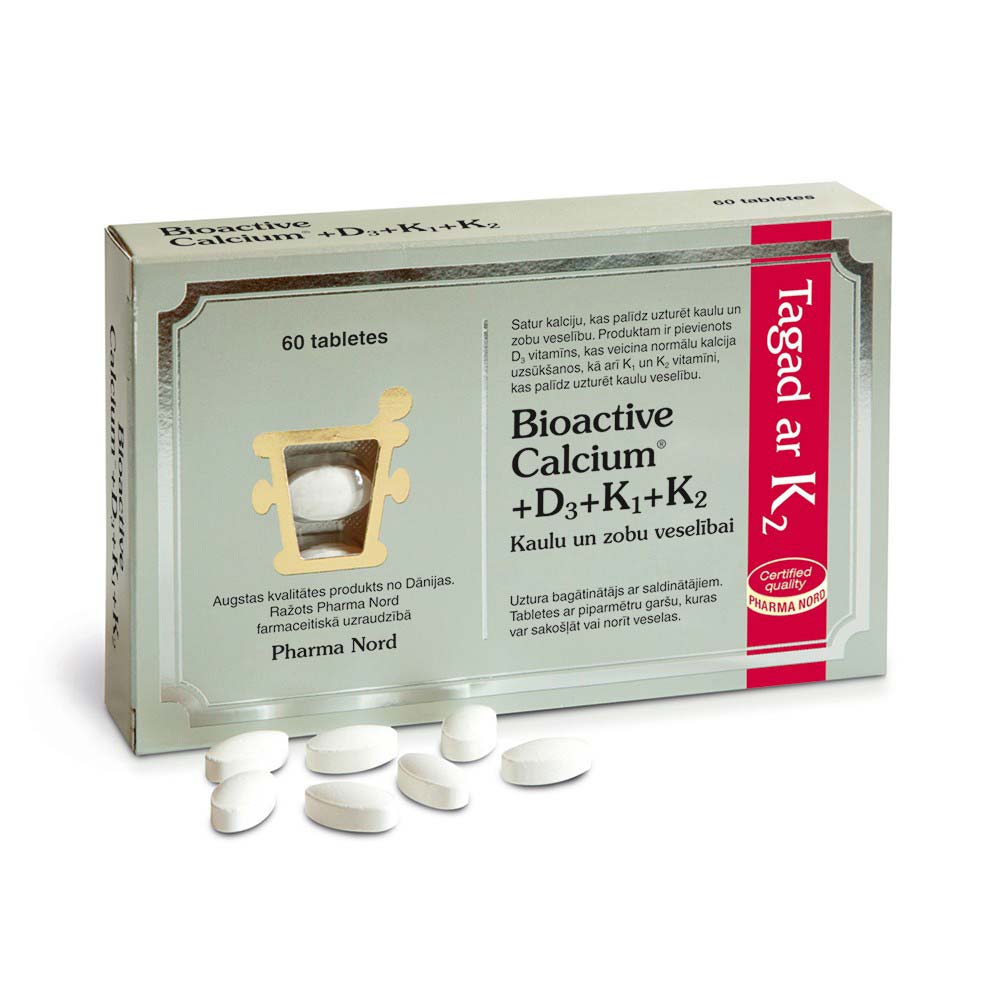 Bioactive Calcium+D3+K1+K2 Tablets N60 | PHARMA NORD | Lorande